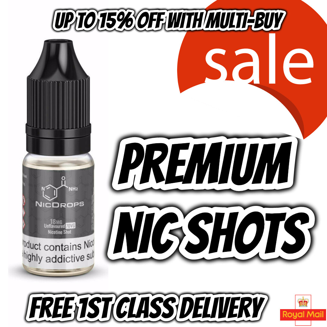 Nicotine Shots Nic Shot Drops E Liquid Vape Juice 10ml 18mg 70VG 100VG ...