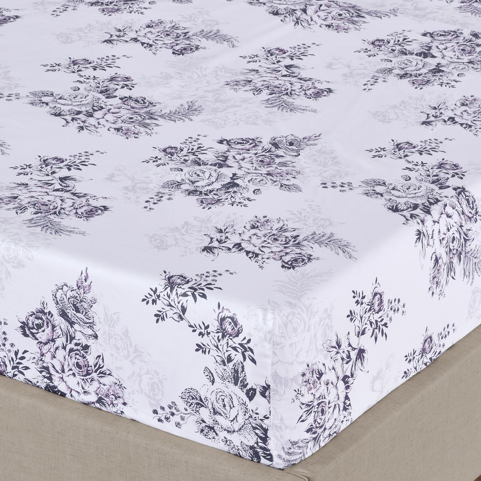 Luxury Flowery Printed Bally 300 TC 100% Combed Cotton Sheet Set Sateen ...