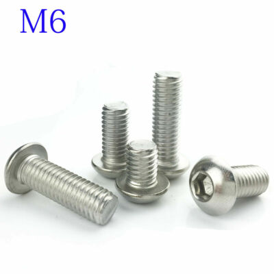 M6 6mm M6 -1.0 Metric 304 Stainless Steel Hex Socket BUTTON HEAD Screws ...