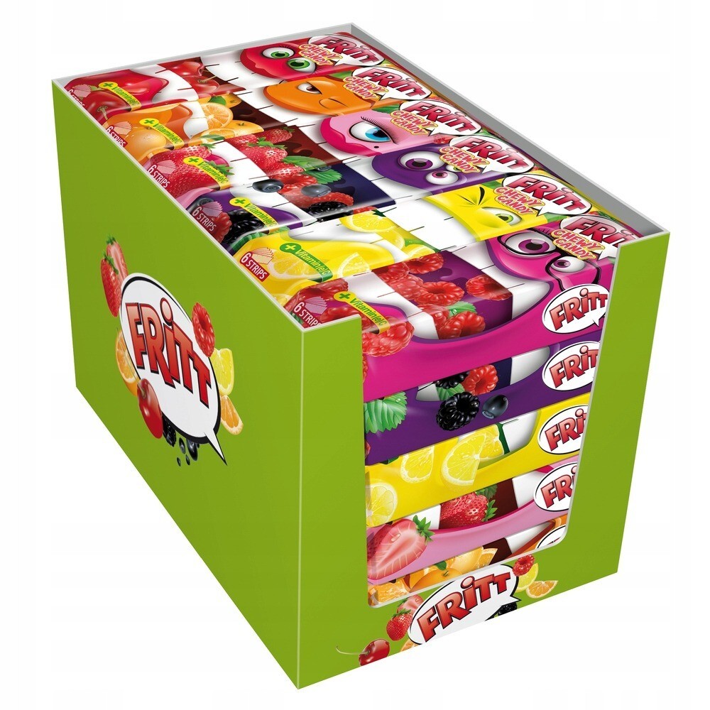 24x Fritt Chewy Soft Candy Stripe Gum Fruit Flavor Mix + Vitamin C ...