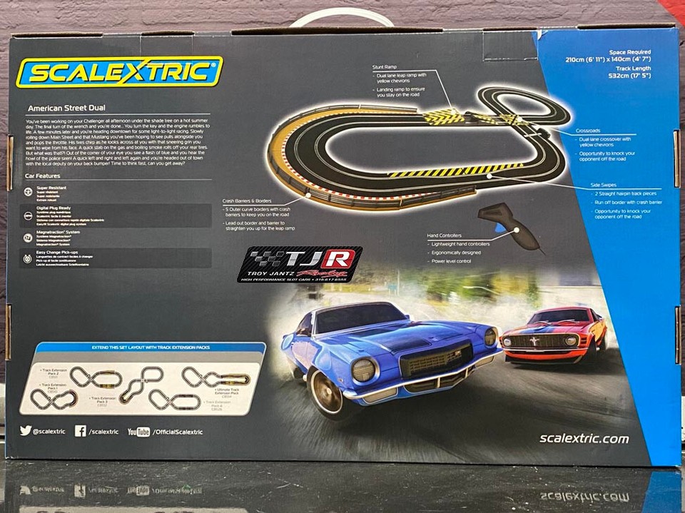 Scalextric American Street Dual -Mustang VS Camaro 1:32 Slot Car Race ...