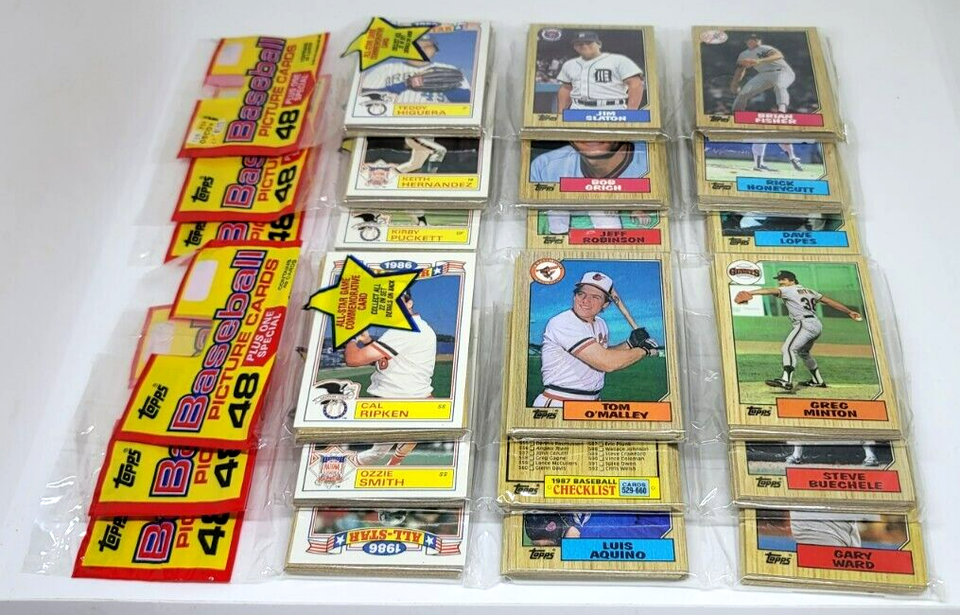 (6) 1987 TOPPS BASEBALL RAK PACKS RACK STARS SHOWING SEALED BONDS RC BO ...