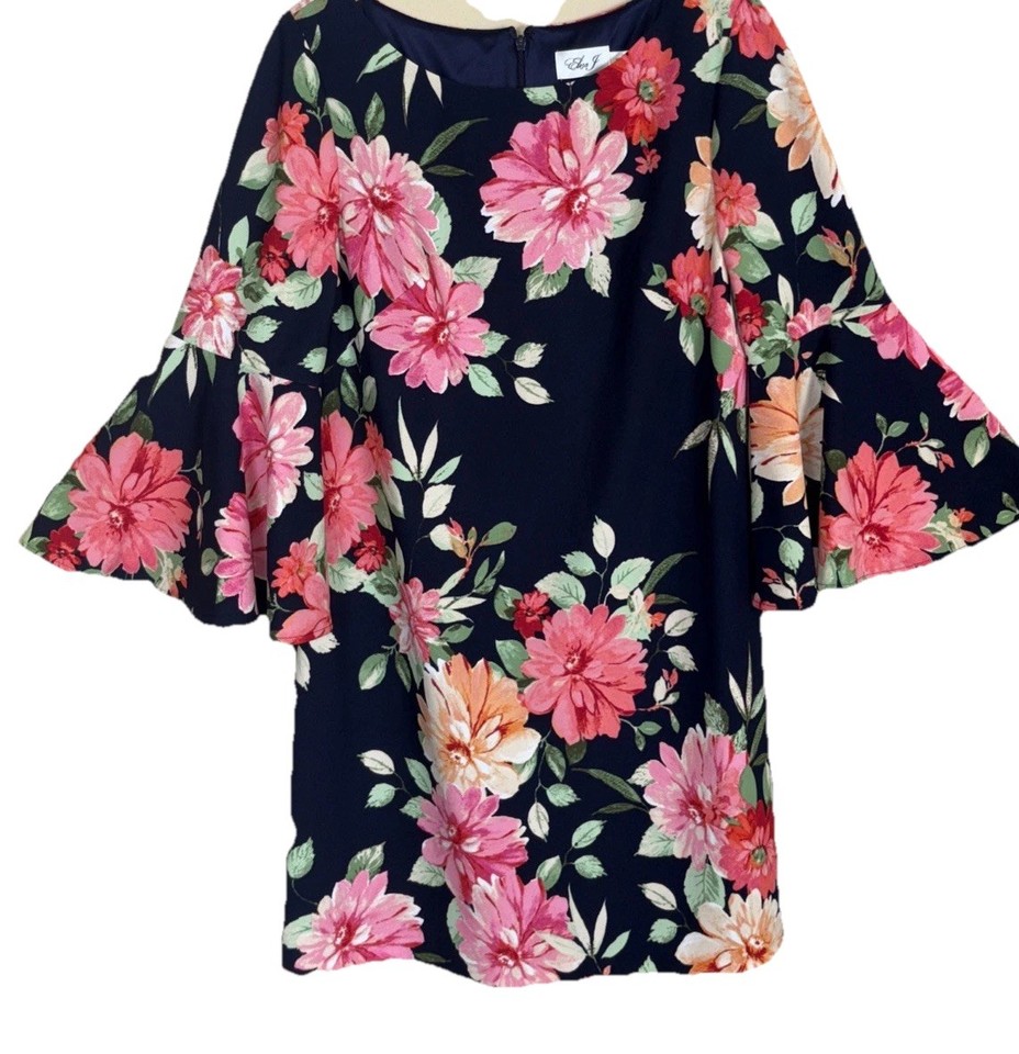 eliza j dress 14 Floral Knee Length Navy Church Occasion Fairy Core | eBay