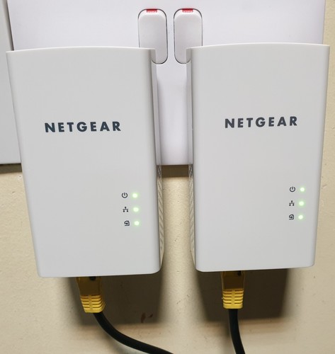 2 x Netgear PL1000 Powerline Adapters AV1000 PL1000-100UKS Gigabit ...