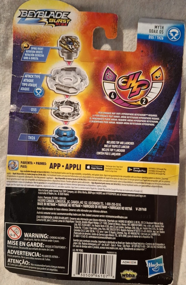 BeyBlade Burst Rise Hyper Sphere Myth Odax O5 NEW Damaged Box Hasbro ...