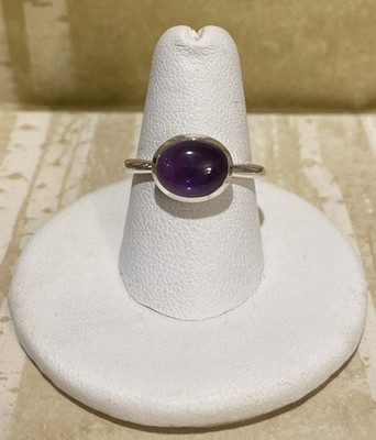 Sundance Catalog Sterling Silver Oval Amethyst Stone Ring with Lip Size ...