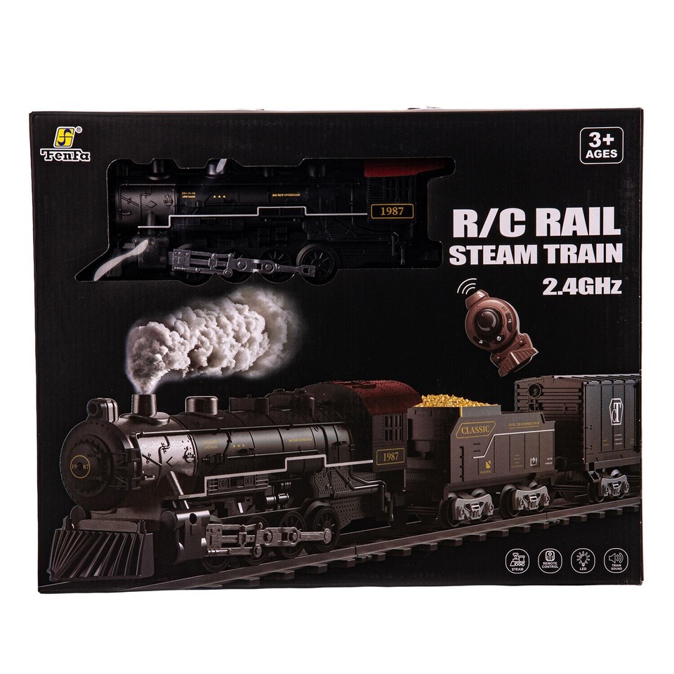 Remote Control Big Scale Steam Train Set with Sound & Light Freight ...