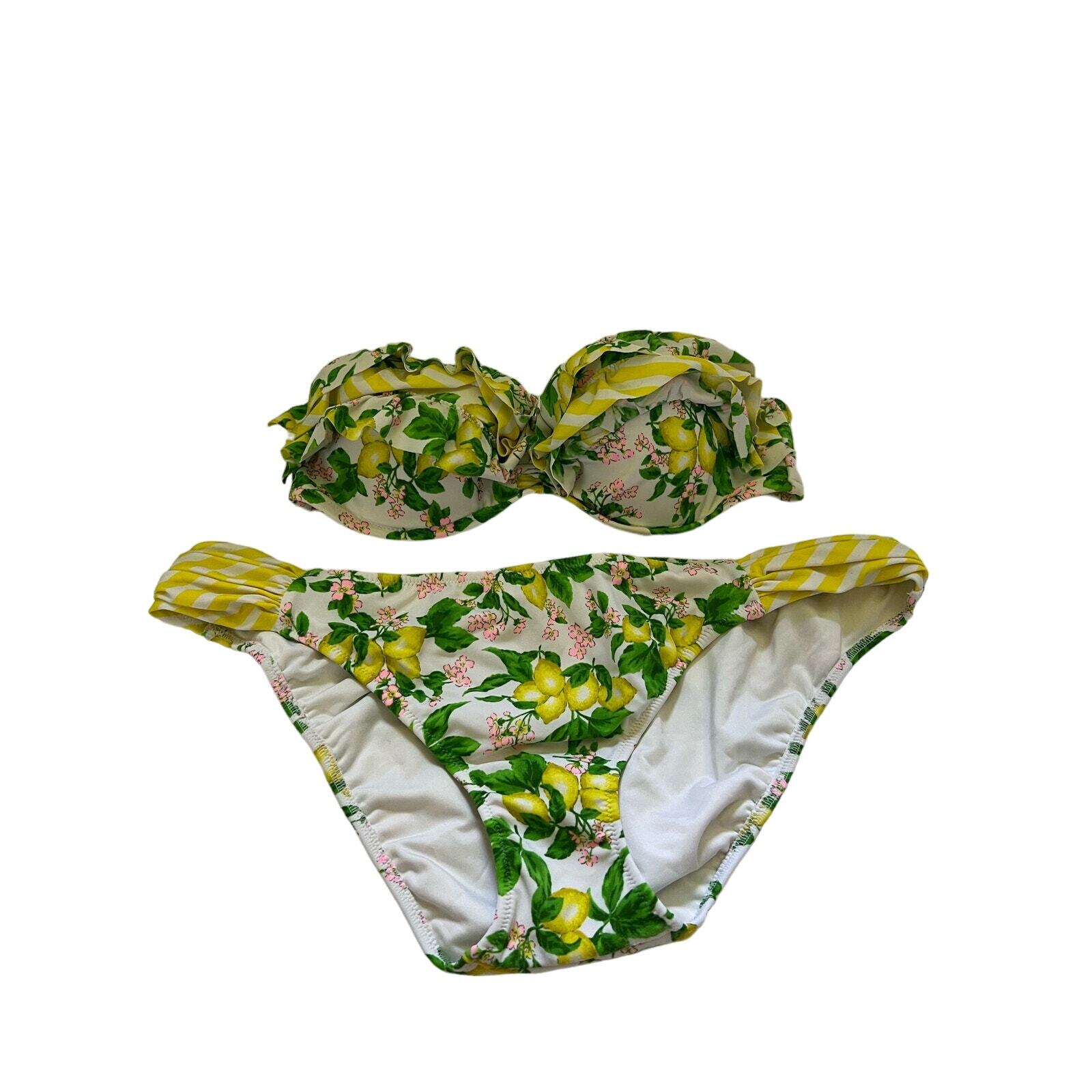 Victoria's Secret Swim Bikini Set Ruffled Lemon Bande… - Gem