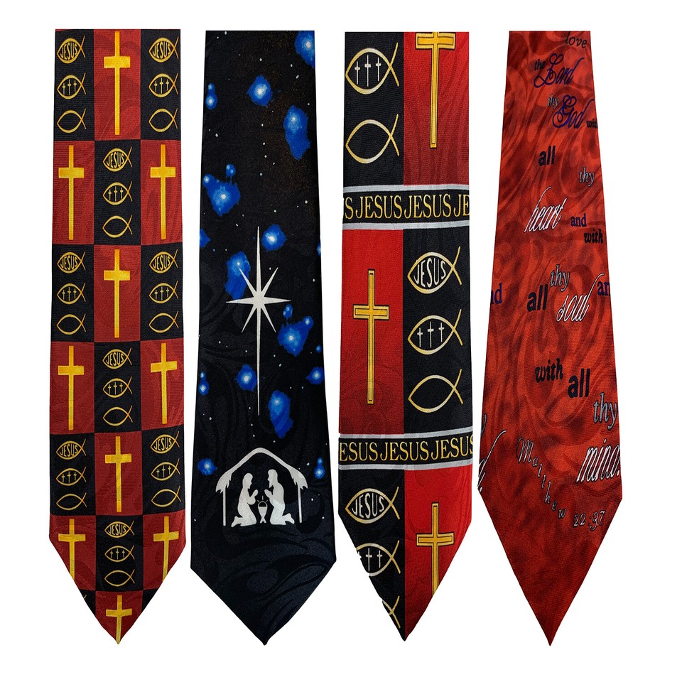 Steven Harris Pack Of 4 Christian Neckties Jesus Religious Neck Ties | eBay