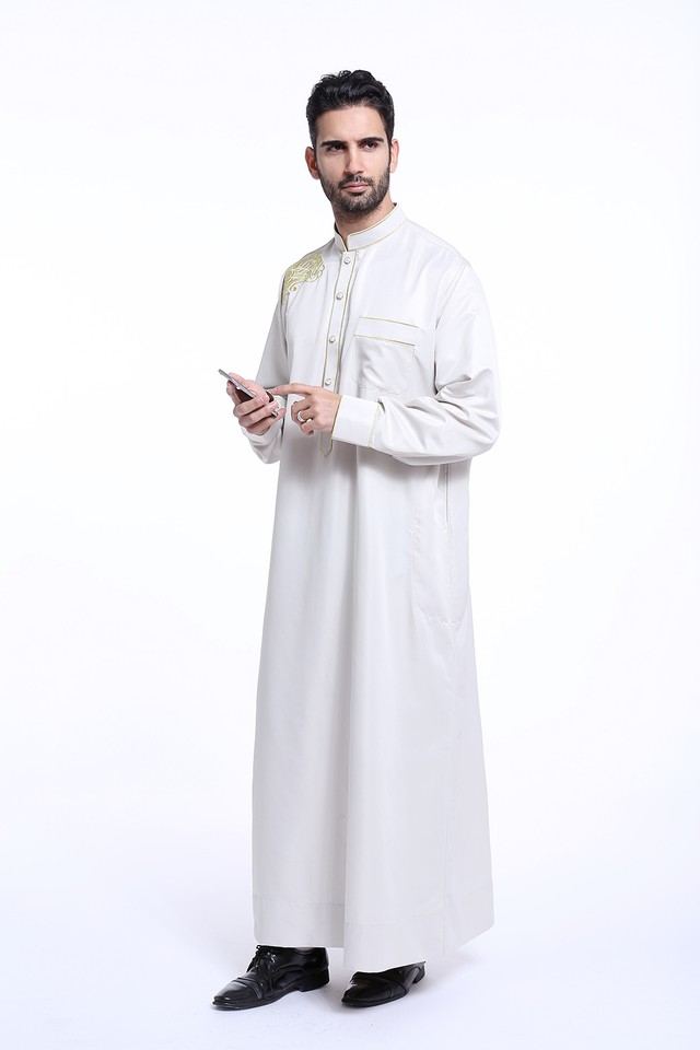 Men Muslim Saudi Style Robe ishdasha Islamic Arab Saudi Thobe Maxi Robe ...