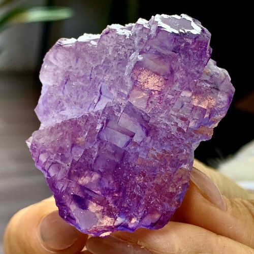 85G Natural fluorite Purple Blue cubic mineral crystal sample ...