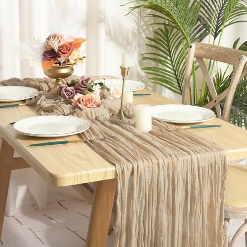15 Pcs Beige Cheesecloth Table Runner 10ft Boho Gauze Cheese Cloth ...