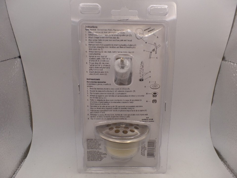 DANCO 89242 TRIP LEVER BATH TUB DRAIN AND OVERFLOW TRIM KIT IN BRUSHED ...