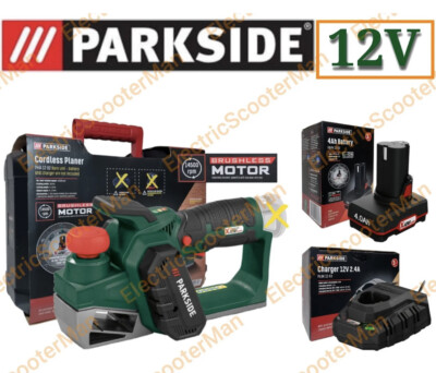 Parkside 12V Cordless Planer Brushless Motor - 4Ah Battery And Charger ...