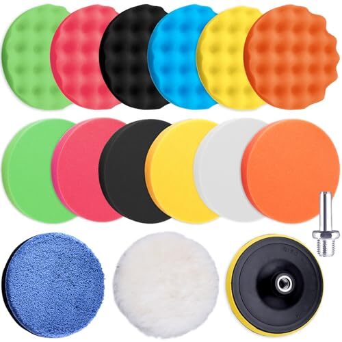 16 Pieces Buffing Pads 6 Inch Car Polishing Pad Kit Foam Polish Pads ...