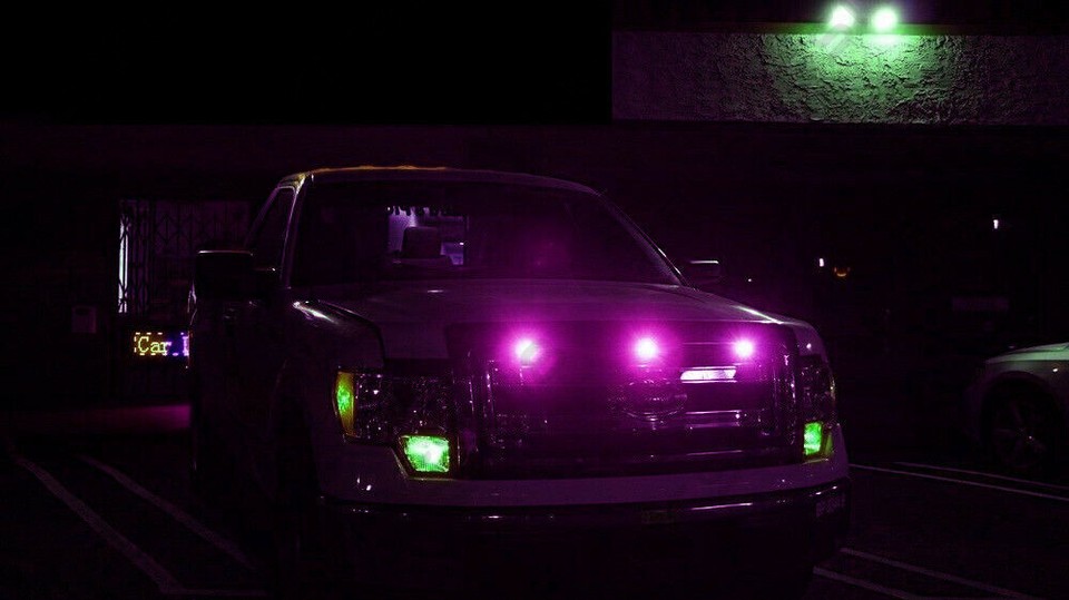 3pc Ford SVT Raptor Style LED Purple Grille Lighting Kit Universal Fit ...