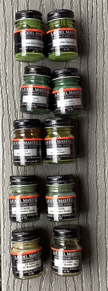 10 BOTTLES TESTORS MODEL MASTER ENAMEL PAINTS 2 EACH OF 5 COLOURS 14ML ...
