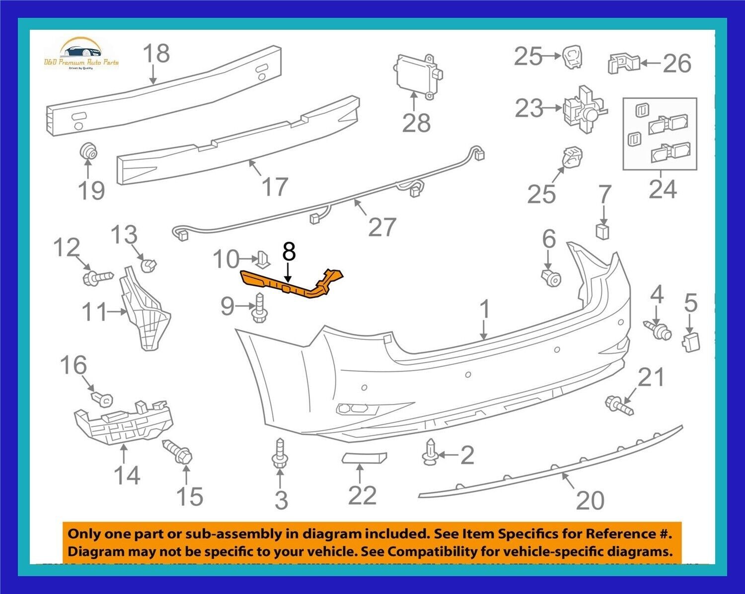 NEW OEM 13-17 Lexus ES350 ES300h LH RR Bumper Upper Side Support 52158 ...