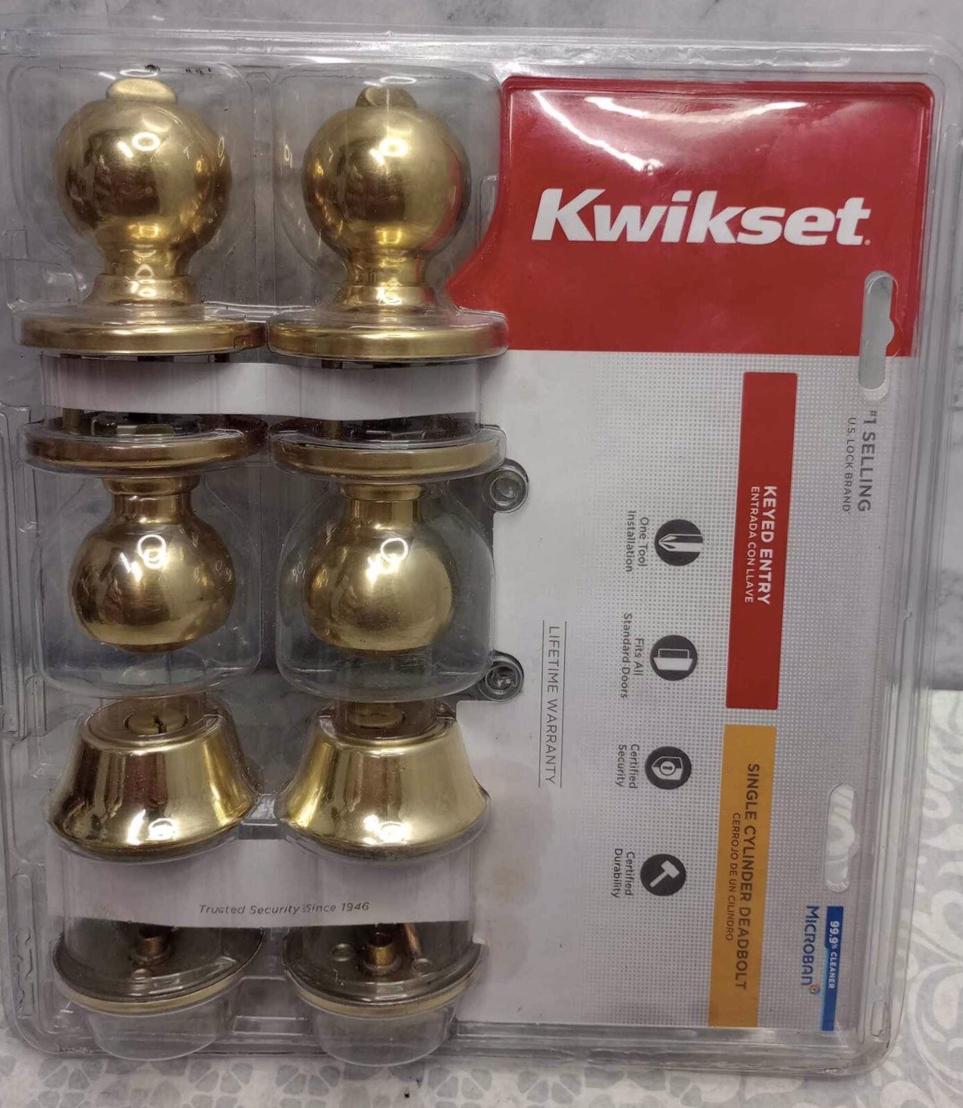 Kwikset Keyed Entry Single Cylinder Deadbolt Microban 80461 With Keys ...
