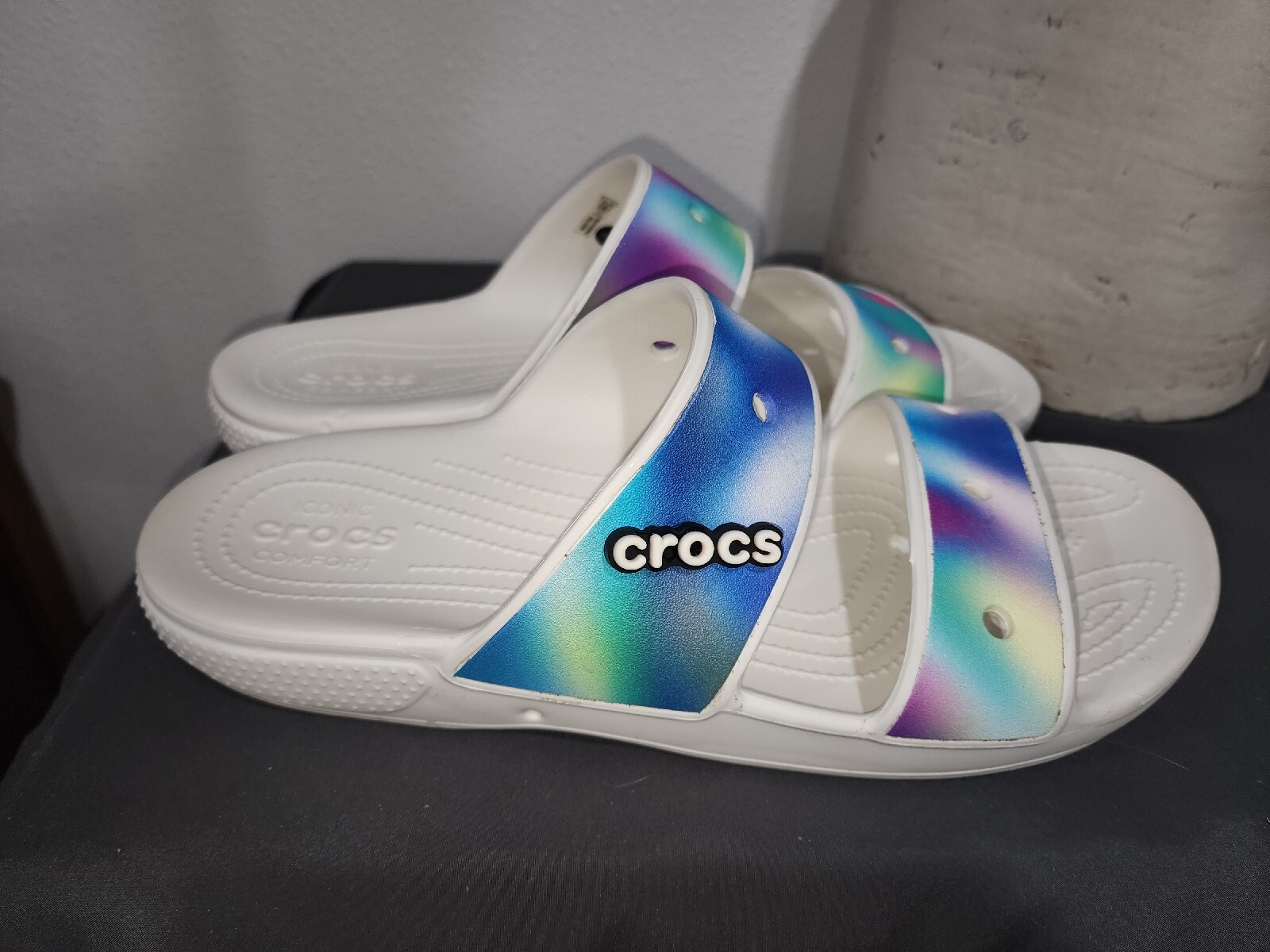 CROCS Classic Two-Strap Multi-Color Slide Sandals Siz… - Gem