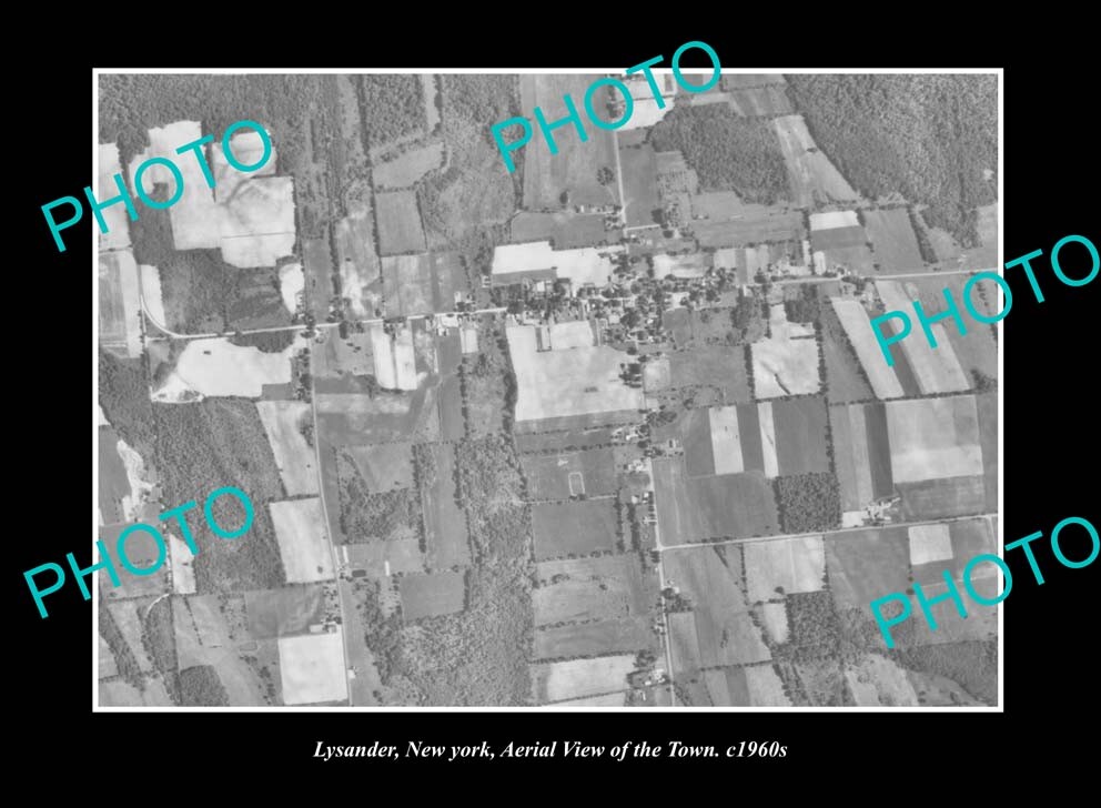 OLD POSTCARD SIZE PHOTO LYSANDER NEW YORK AERIAL VIEW OF THE TOWN ...