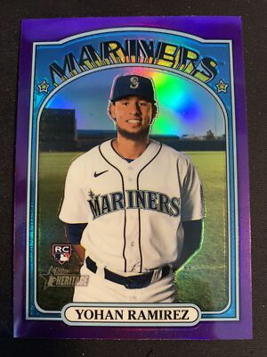 YOHAN RAMIREZ RC 2021 TOPPS HERITAGE HIGH CHROME PURPLE REFRACTOR #530 ...