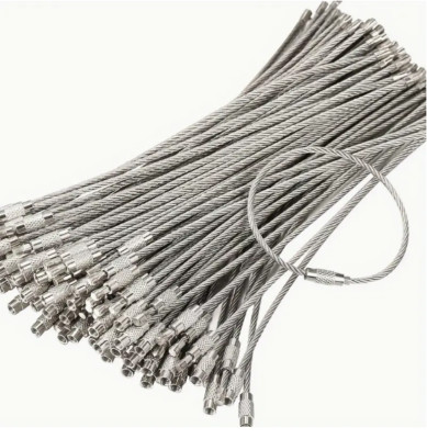 2mm Stainless Steel Wire Keychain 5.9" Coated Aircraft Cable Key Ring ...