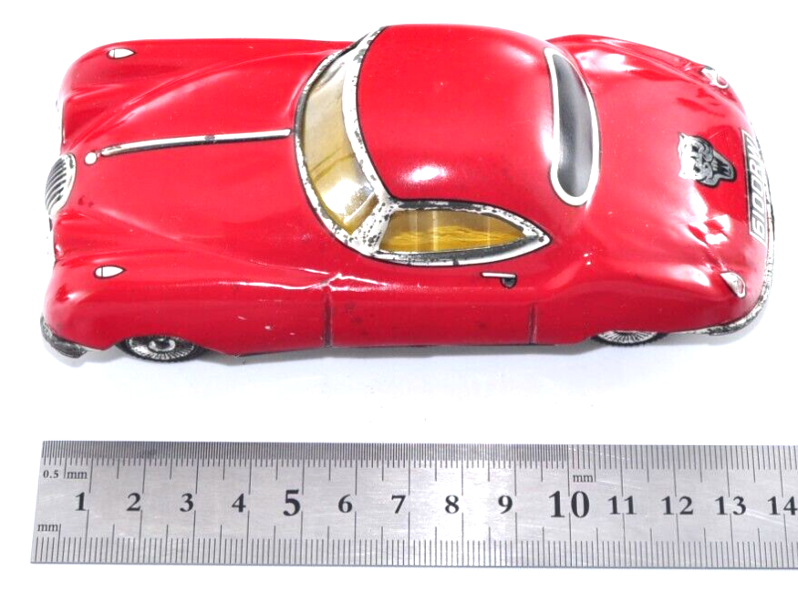 Rare Vintage 1950s Ichimura Tin Friction Jaguar XK120 Red with Original ...