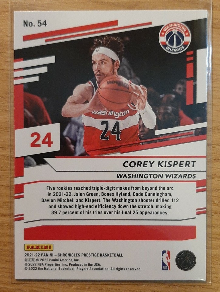 2021-22 PANINI CHRONICLES PRESTIGE COREY KISPERT ROOKIE #54 WASHINGTON ...