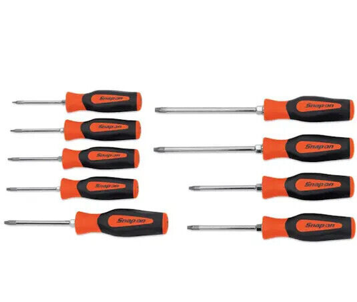SNAP ON TOOLS TORX T8 - T45 Screwdriver Set ORANGE Instinct Soft Grip ...