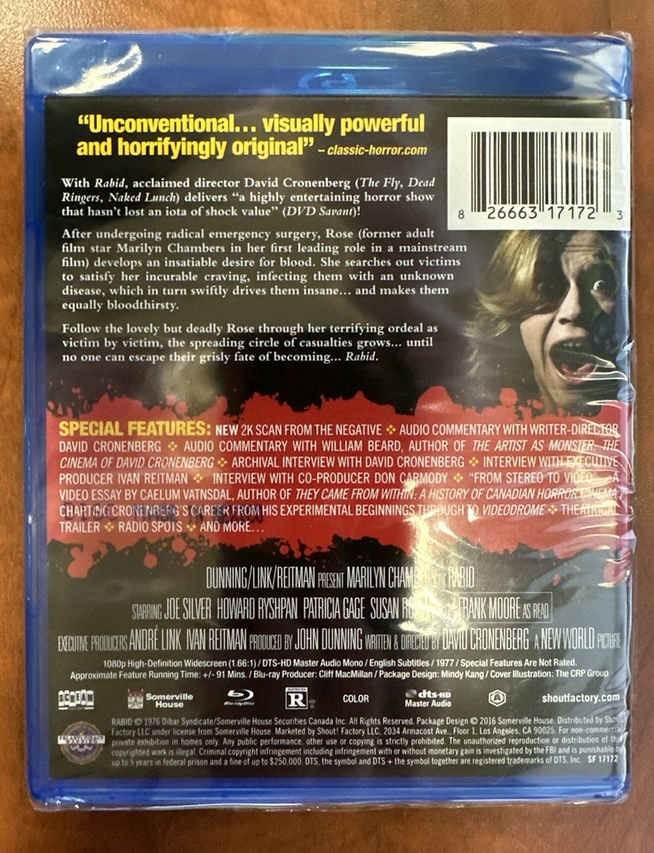 David Cronenberg’s RABID (Collector's Edition, Blu-ray, NO Slipcover ...