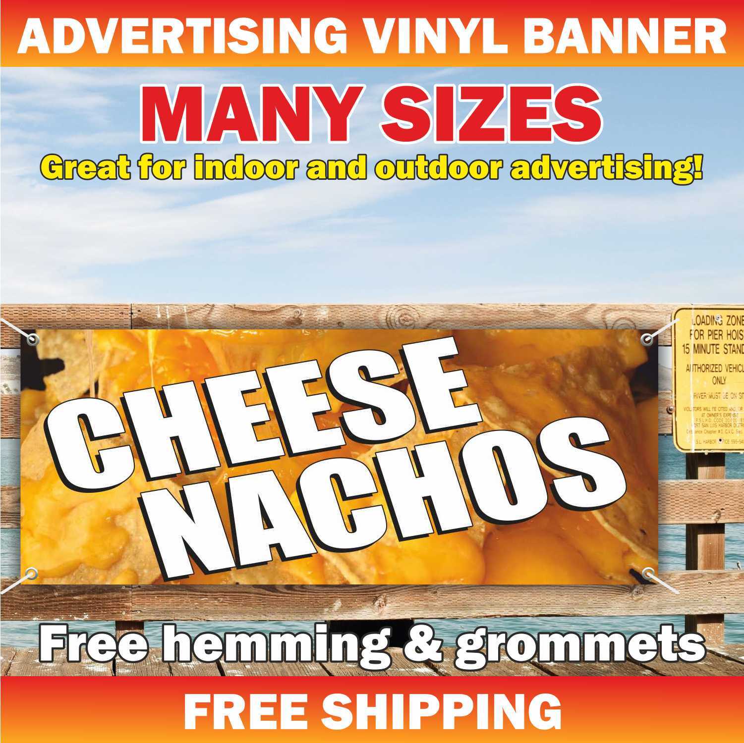 CHEESE NACHOS Advertising Banner Vinyl Mesh Sign Mozzarella Stick Deep ...