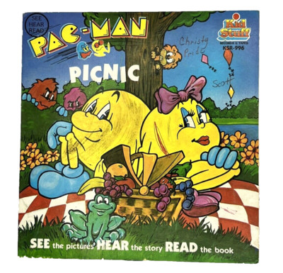 1980 Pac-Man Picnic See Hear Read Book & Record Coloring Book KSR-996 ...
