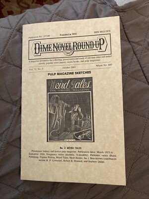 Dime Novel Roundup 683, 10/2003, digest mag, pirate Series, Weird Tales ...