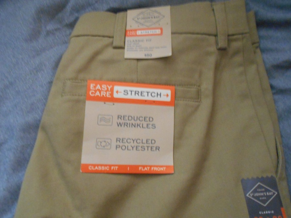 Men's size 36 x 30 St John's Bay Easy Care Stretch Classic Fit Khaki ...