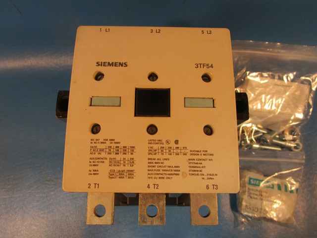 Siemens 3TF54 3 Pole 260Amp 600V 4e-3 Contactor Motor Starter for sale ...