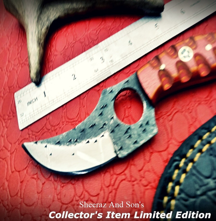 6" Hand Forged Carbon Steel Hunting Ring Knife Fixed Blade Knife W ...