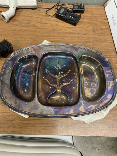 Large TRIPLE WELL TRAY Divided Juice Meat Reed & Barton Silver Plate ...