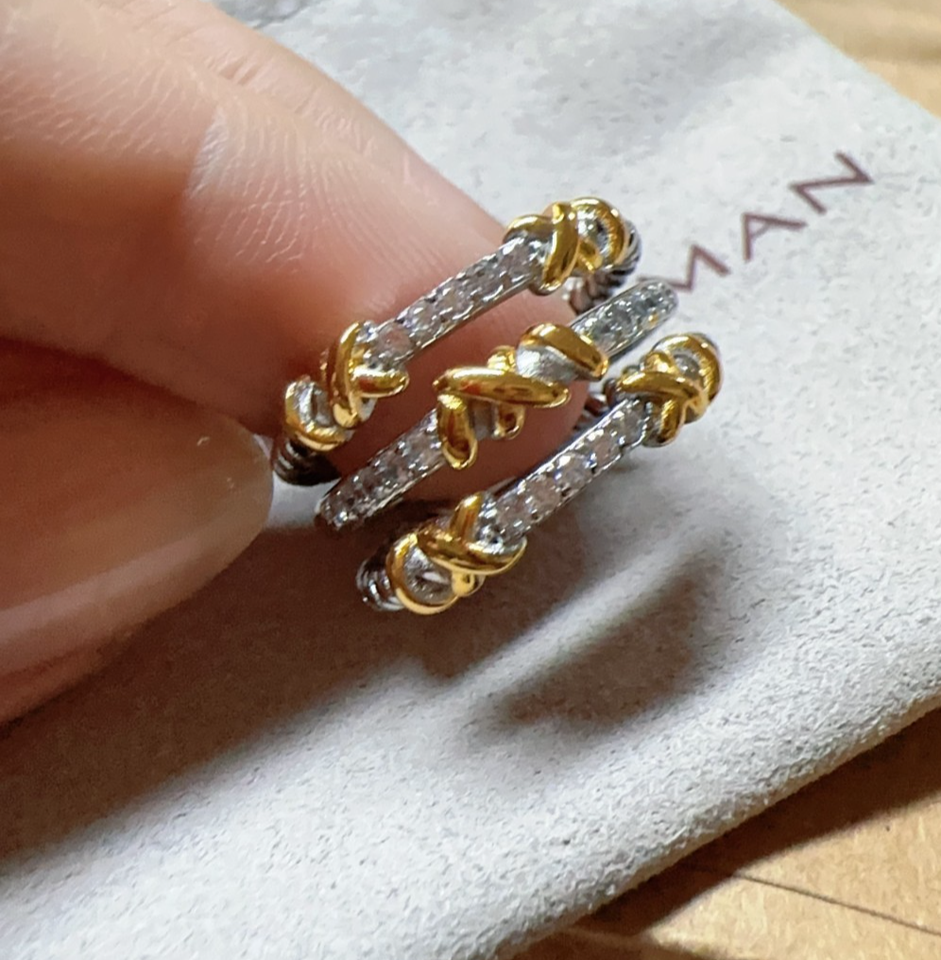 David Yurman Crossover Ring w Pavé Diamonds in 14K White Gold Sterling ...