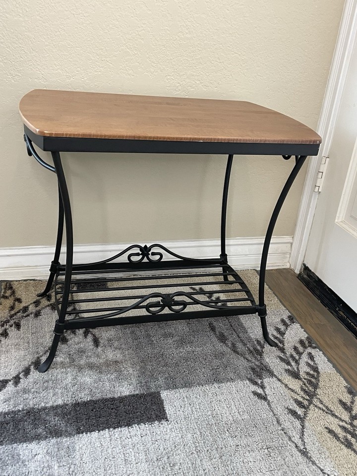 Longaberger Wrought Iron Library End Table with Rich Brown WoodCrafts ...