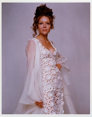 DIANA RIGG SEXY LOW CUT WHITE GOWN STUDIO GLAMOUR 8X10 COLOR STILL ...