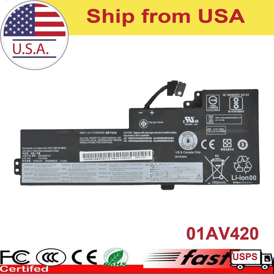 New 01AV421 01AV420 01AV419 24Wh Battery for Lenovo ThinkPad T470 T480 ...
