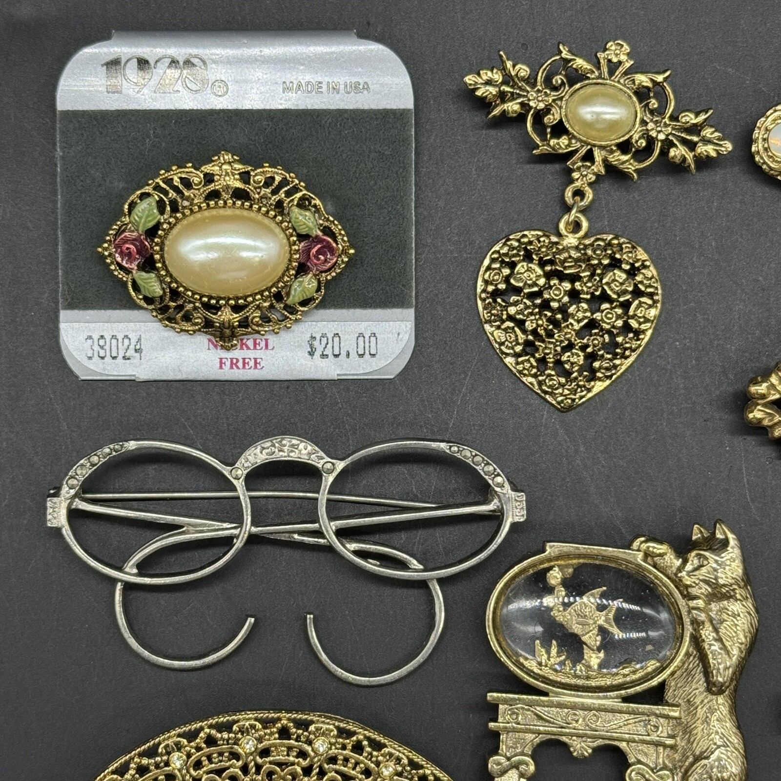 Lot of 10 Vintage 1928 BROOCH Pins Rhinestone Enamel Costume Jewelry ...