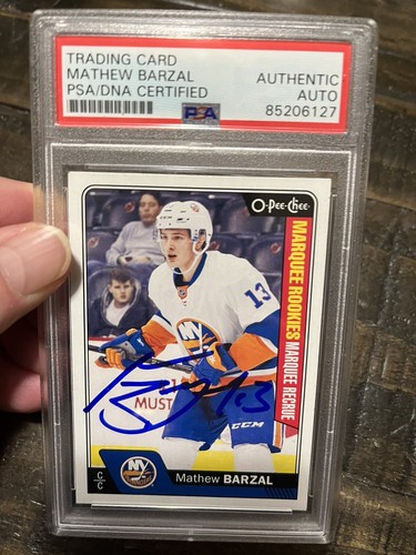 Autographed Mathew Barzal 2016-17 Opee-Chee Rookie Card PSA Signed Auto ...