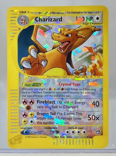 2003 Pokemon CRYSTAL CHARIZARD Skyridge REVERSE HOLO Rare BOX TOPPER ...