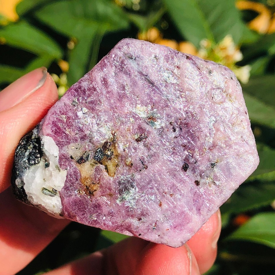 148g Natural Red Corundum Triangle Mark Ruby Rough Crystal Mineral ...