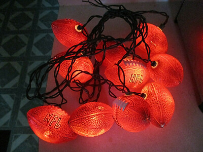 VTG.,NFL 10-FOOTBALLS STRING PARTY LIGHTS SET,12' LONG + 3 CORD=15 ...