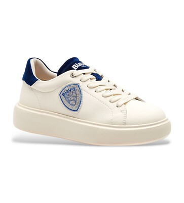 Blauer Venus Woman Para White Blue Velvet Men's Shoes White Leather ...