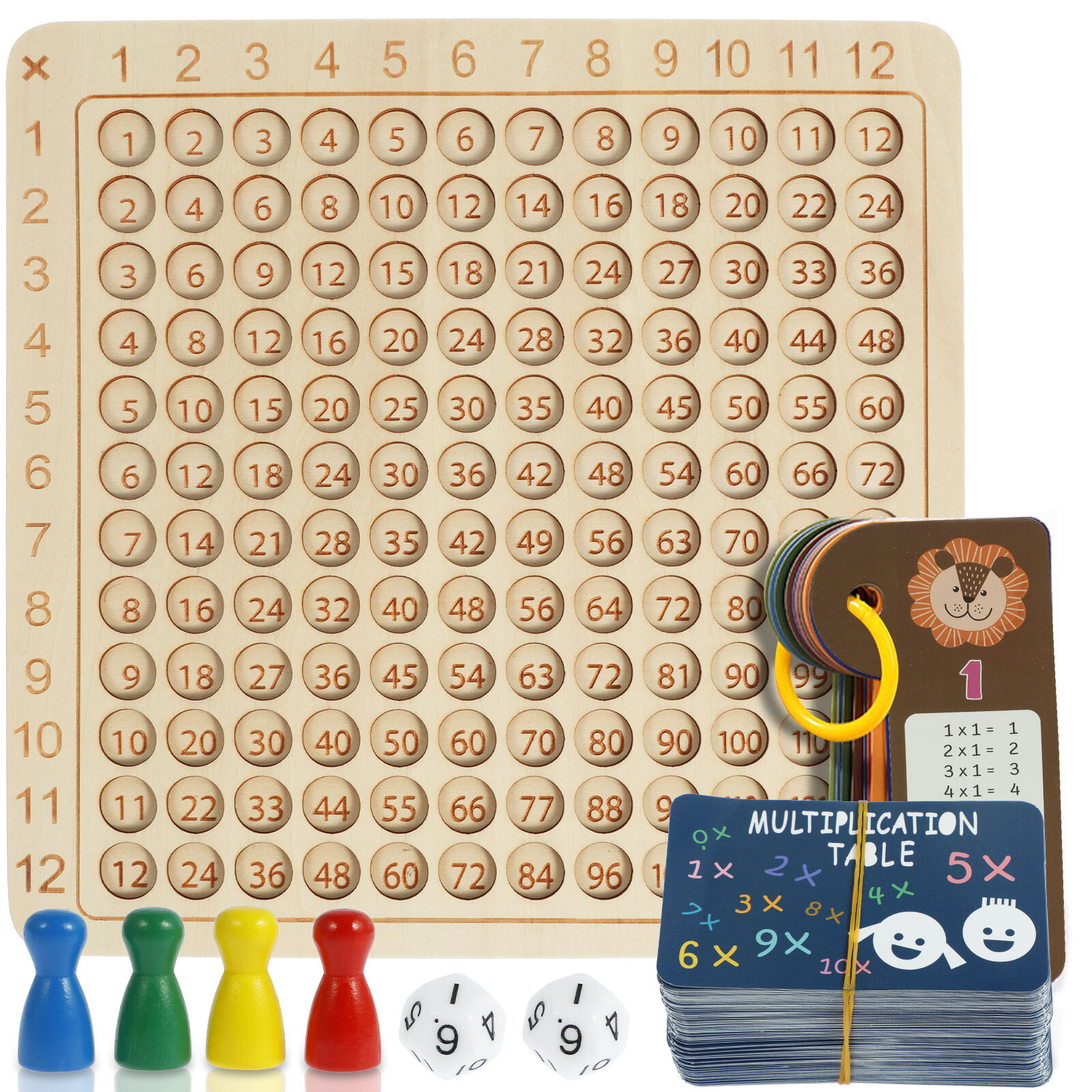 Wooden Multiplication Game Colorful Montessori Math Multiplication ...