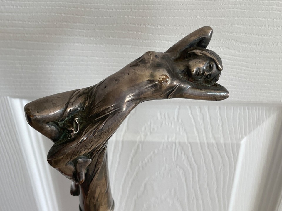 Vintage German Art Nouveau Reclining Lady Silver Handle Walking Cane | eBay
